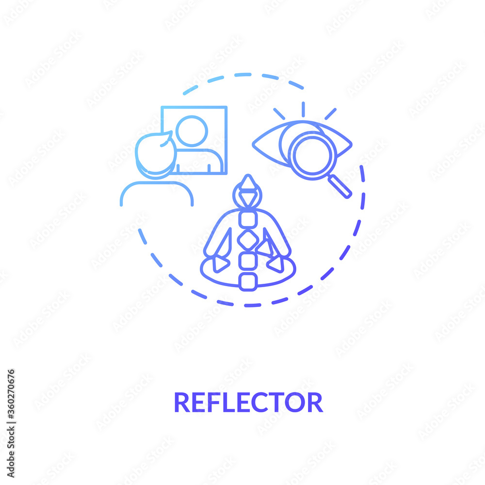 Reflector blue gradient concept icon. Energy center in body chart graph ...
