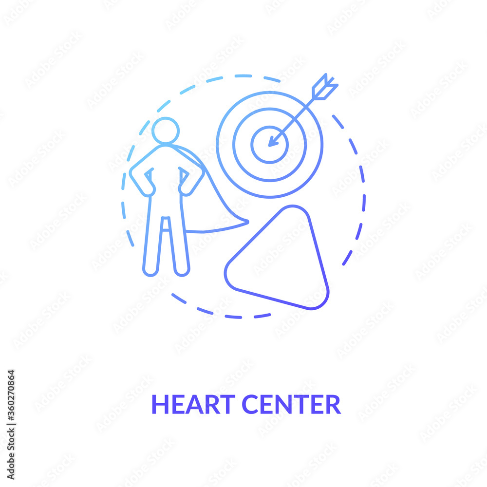Heart center blue gradient concept icon. Personal will. Ego and ...