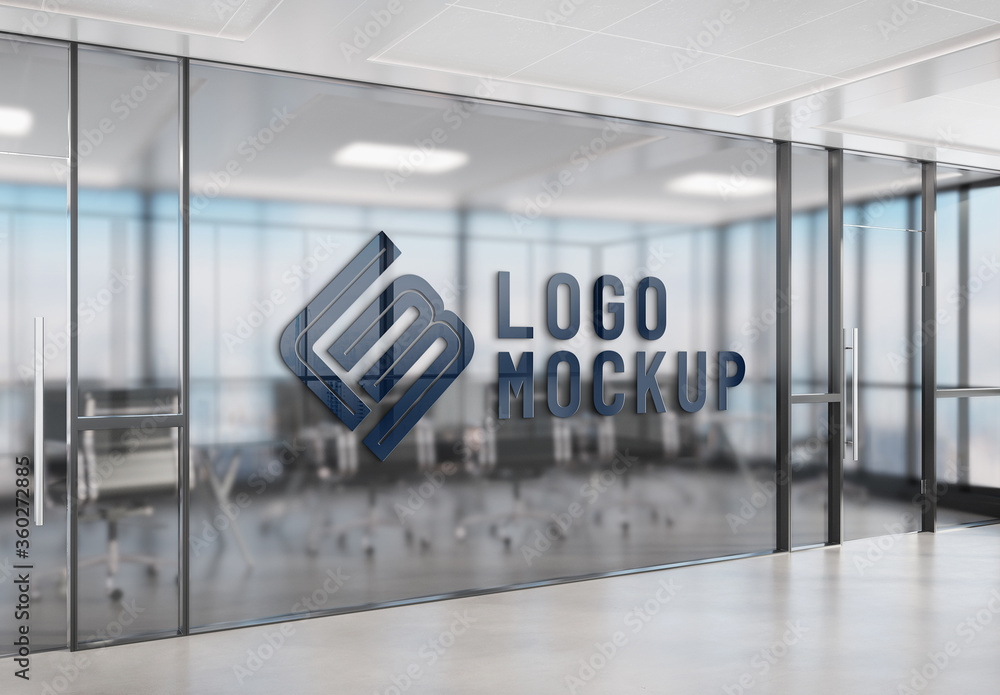 Logo on Office Window Mockup Stock Template | Adobe Stock