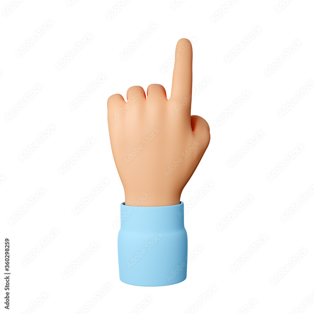 Hand showing one finger or counting one. 3d render Stock Illustration ...