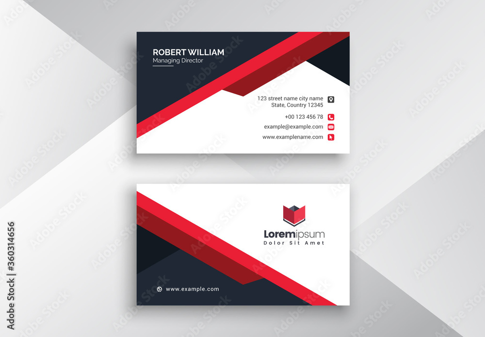Red Corporate Business Card Layout Stock Template | Adobe Stock