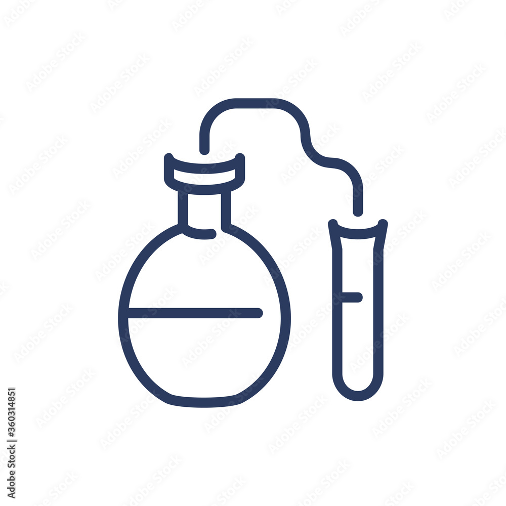 Liquid condensation thin line icon. Experiment, process, reaction ...