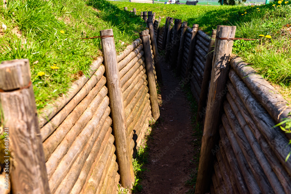 MINSK, BELARUS - MAY 4, 2018: Trench, Historic cultural complex called ...