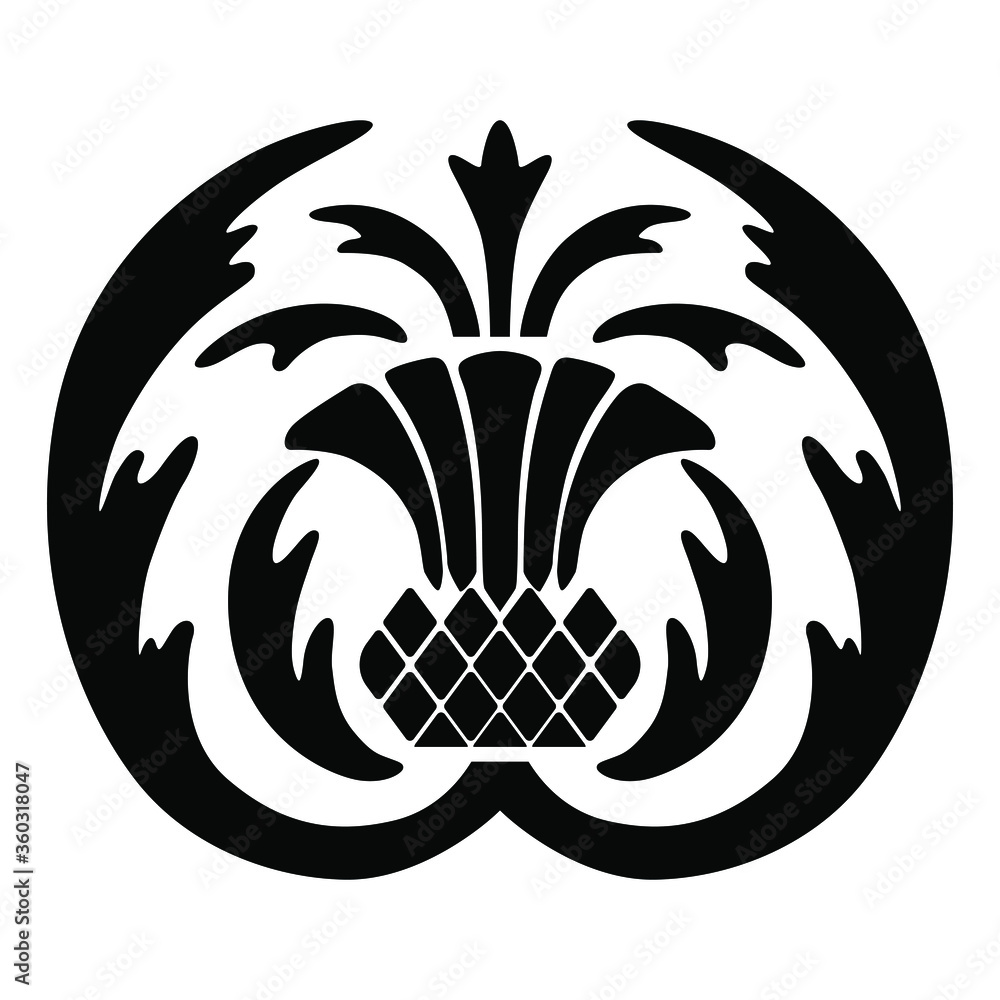 Stylized thistle flower. Black and white silhouette. heraldic logo ...