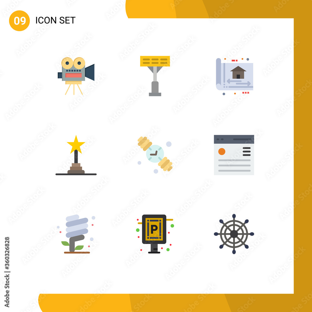 Universal Icon Symbols Group of 9 Modern Flat Colors of family time ...