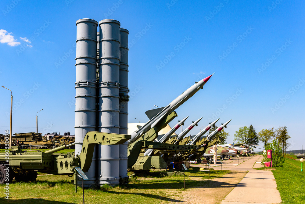 MINSK, BELARUS - MAY 4, 2018: Militar rockets, Historic cultural ...
