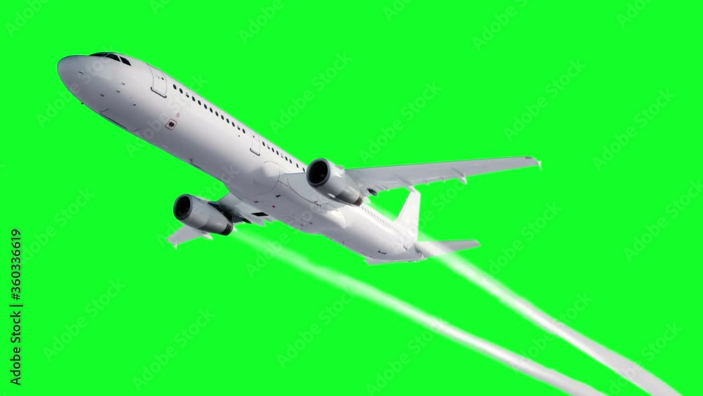 Passenger flying Plane animation. A condensation trail of an airplane ...