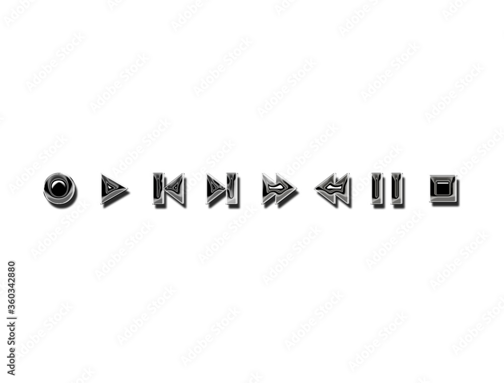 media player icons chrome metallic . media player symbols icons and ...