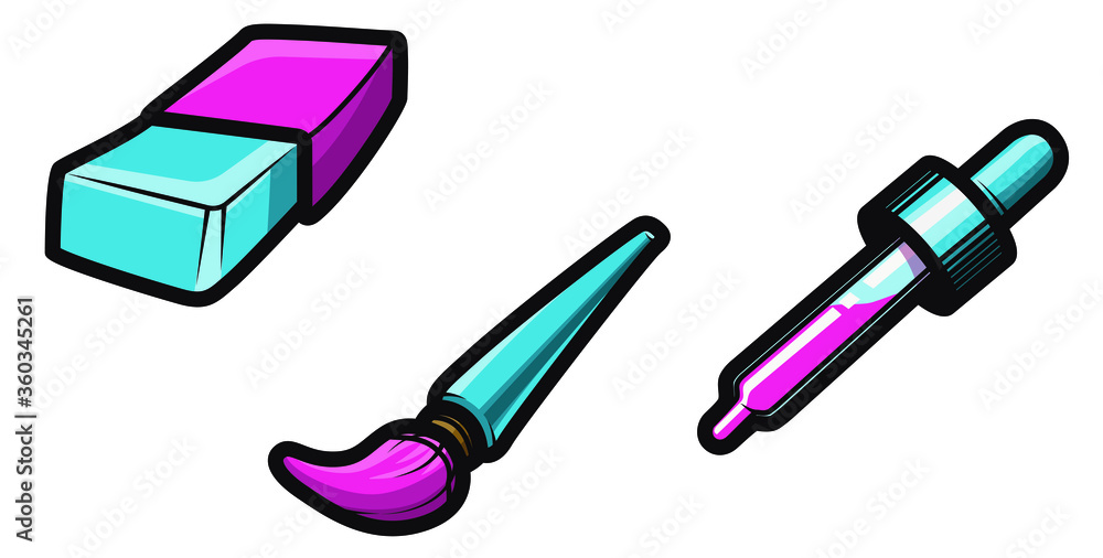 set tools photoshop or illustrator animated Stock Vector | Adobe Stock