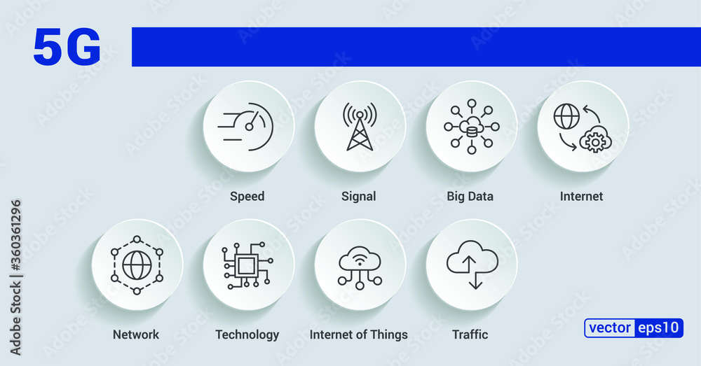 5G banner web icon for business and technology, speed, signal, network ...