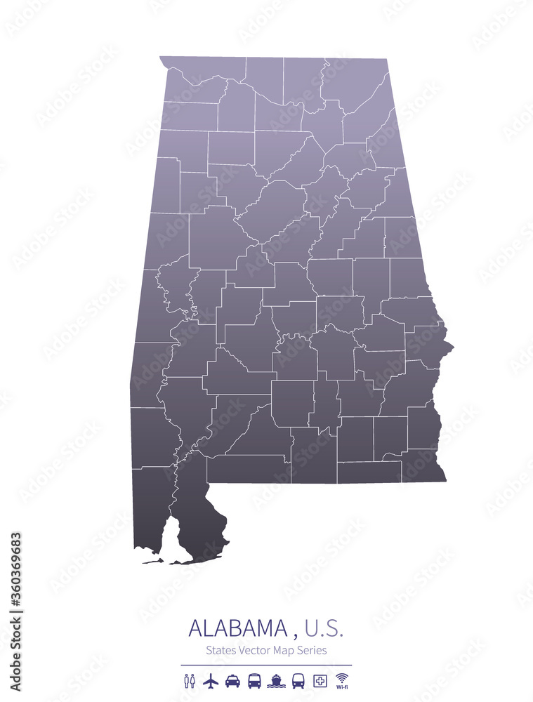 alabama map. us states vector map series. Stock Vector | Adobe Stock