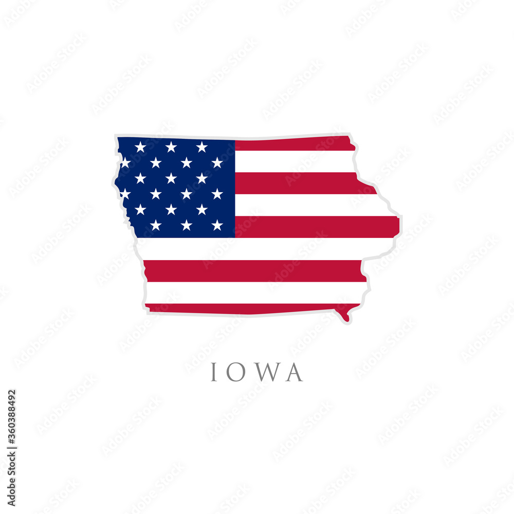 Shape of Iowa state map with American flag. vector illustration. can ...