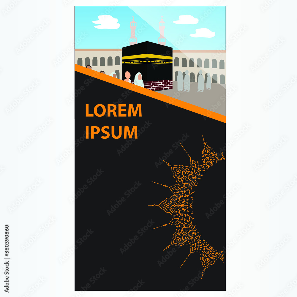 Vetor de kaaba vector - eid Adha Mubarak - pilgrimage hajj steps in ...