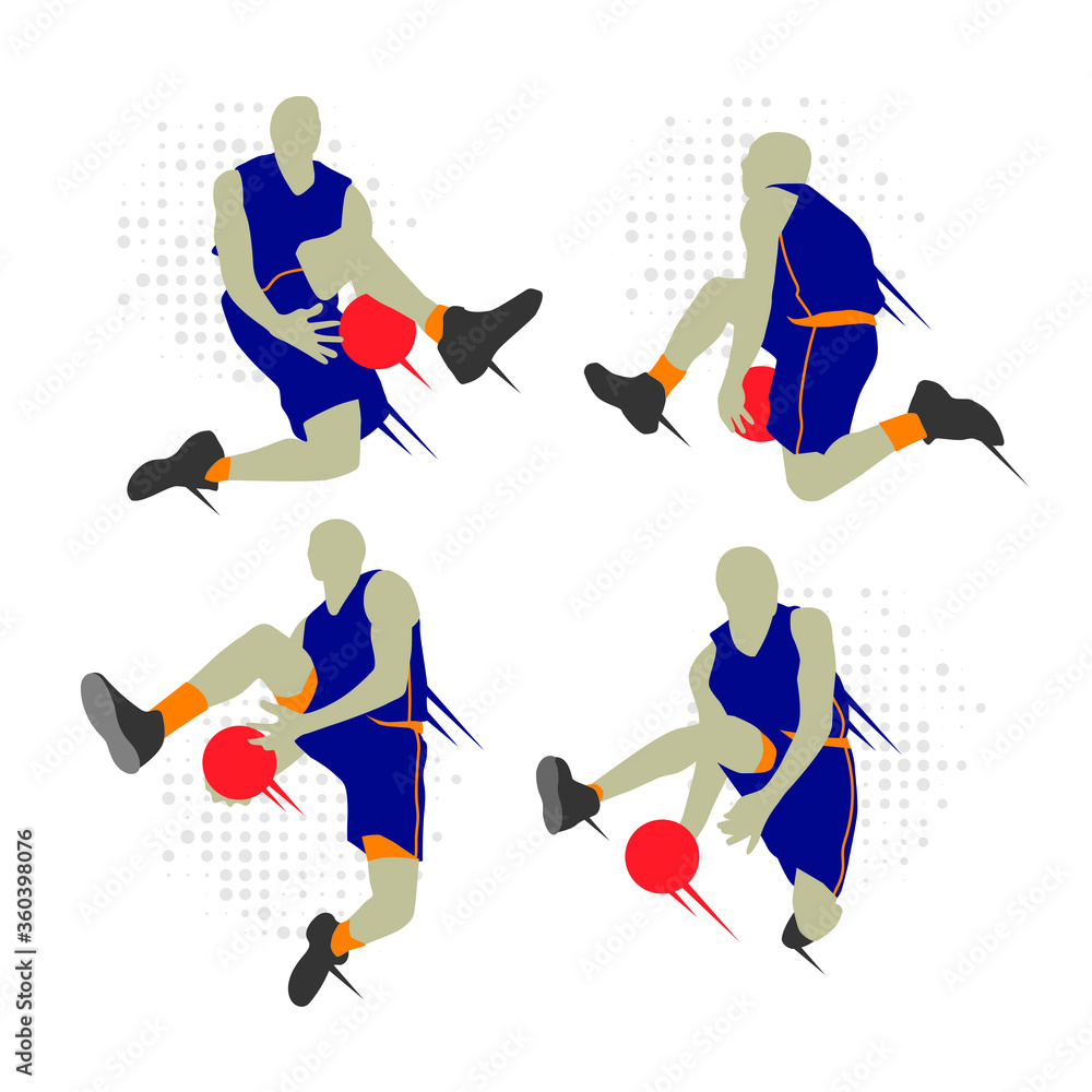 Basketball player shape silhouette vector set action pose Stock Vector ...
