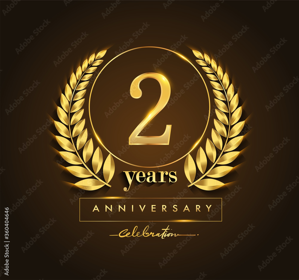 2nd gold anniversary celebration logo with golden color and laurel ...