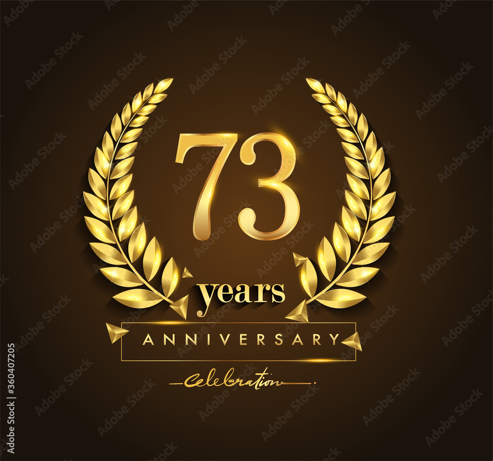 73rd gold anniversary celebration logo with golden color and laurel ...