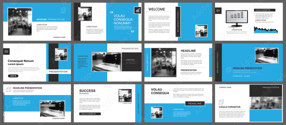 Presentation and slide layout template. Design blue geometric ...