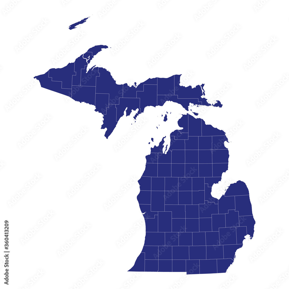 Vecteur Stock High Quality map of Michigan is a state of United States ...