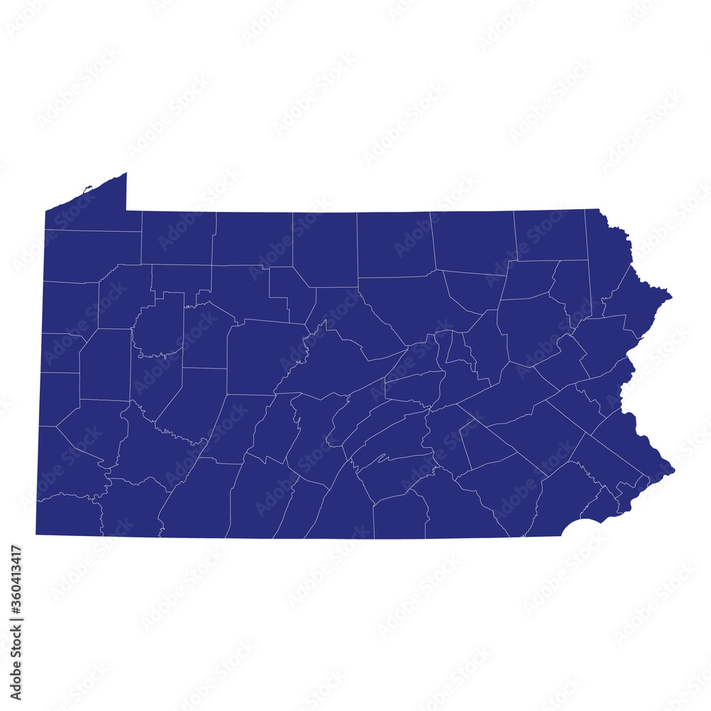 High Quality map of Pennsylvania is a state of United States of America ...