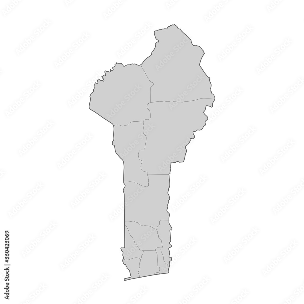 Map of Benin divided to regions. Outline map. Vector illustration ...