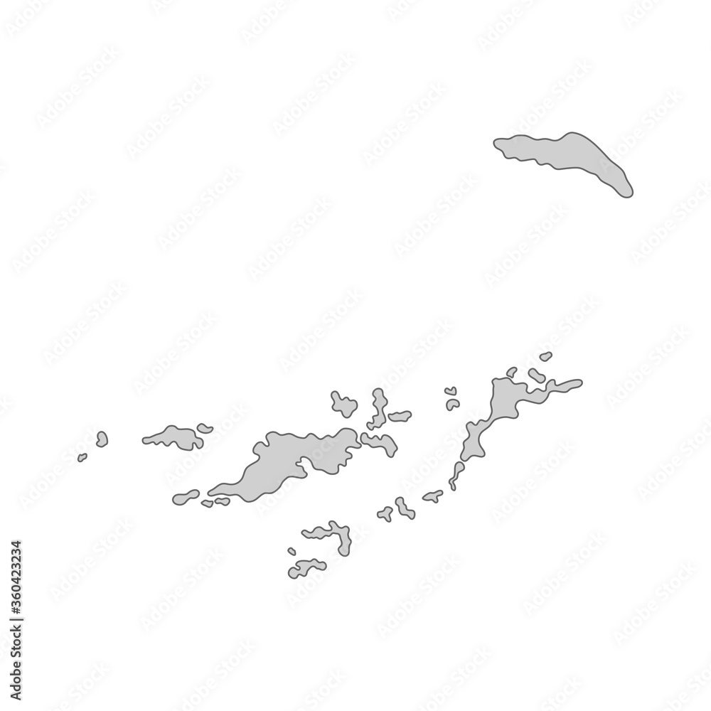 Map of British Virgin Island divided to regions. Outline map. Vector ...