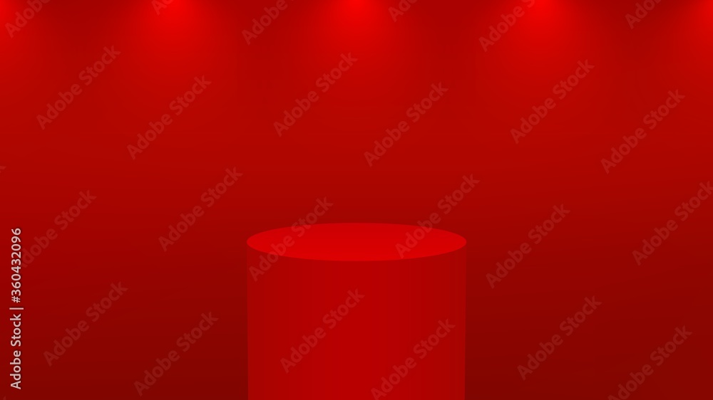 Realistic 3d red podium for product display. Round pedestal or platform ...