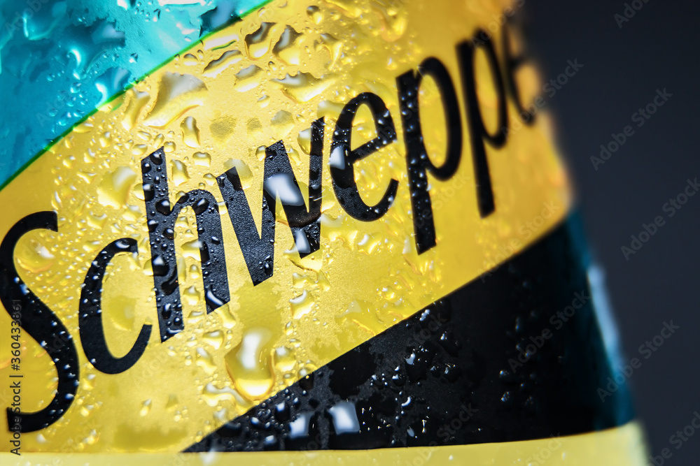 Moscow, Russia-June 16, 2020: Schweppes carbonated drink in a plastic ...