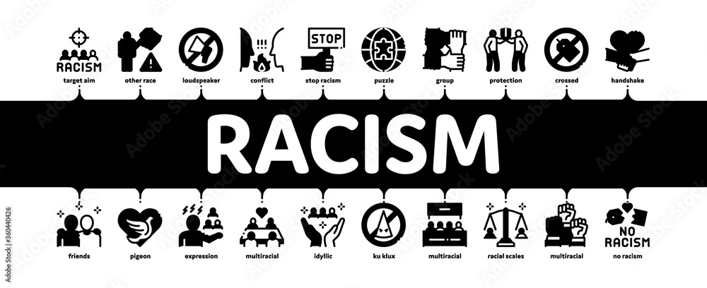 Racism Discrimination Minimal Infographic Web Banner Vector. Stop ...