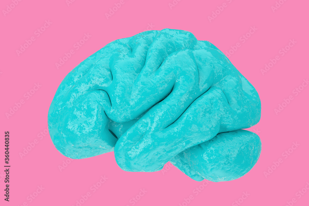 Anatomical Model of Human Blue Brain in Duotone Style. 3d Rendering ...