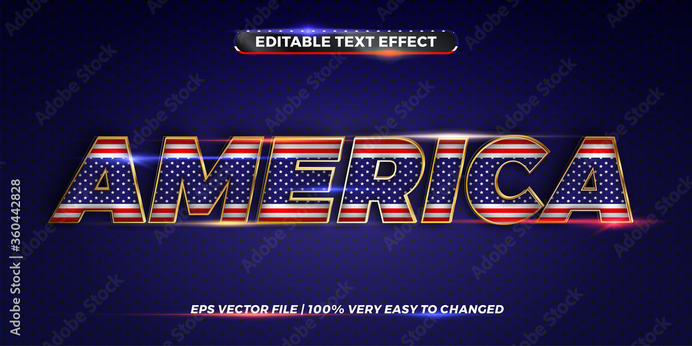 Editable text effect - USA word with its national country flag. Text ...