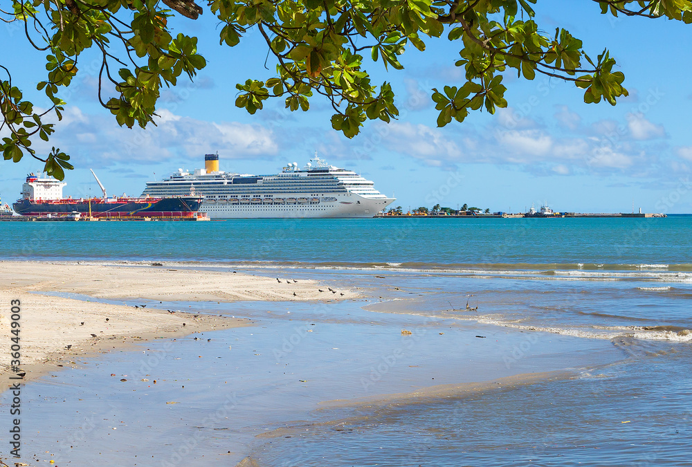 Maceio, Brazil, view of the port from the waterfront. Port on the coast ...