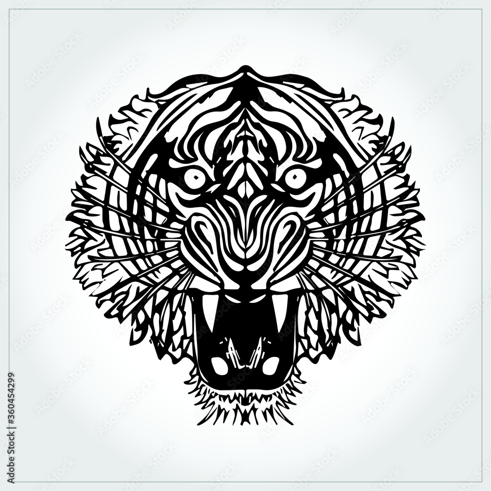 Vector Tiger Head Graphic. Tiger Face Illustration. Stock Vector ...