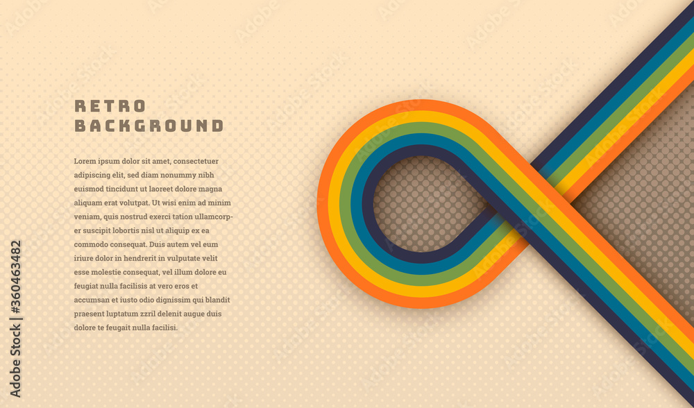 Simple style retro background design with rounded striped element in ...