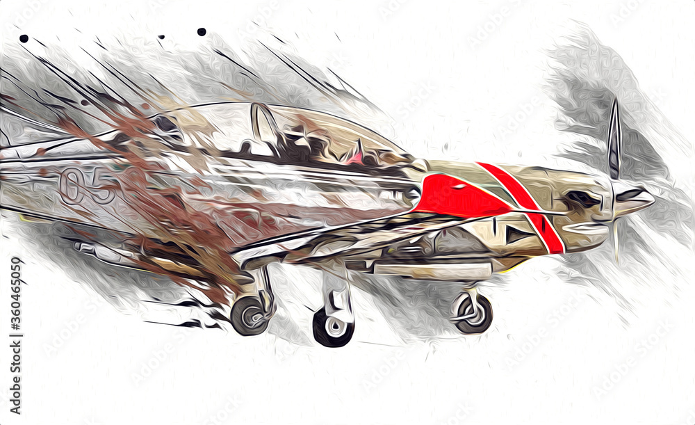 American jet fighter aircraft drawing illustration art vintage Stock ...