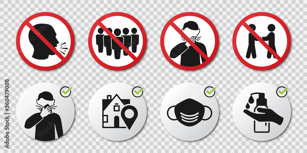 Preventive measures icons for not getting sick and not spreading virus ...