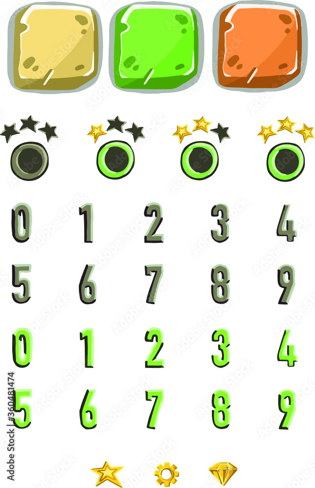 Game template with elements of game objects. Vector illustration Stock ...