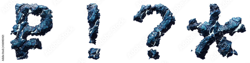 Set of symbols rouble, exclamation point, question mark, asterisk made ...