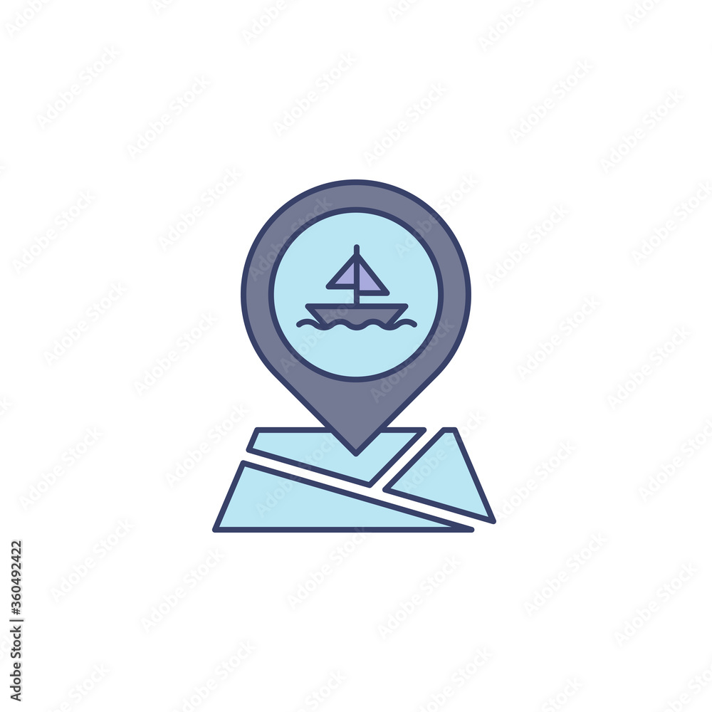 Port location pin vector icon symbol map isolated on white background ...