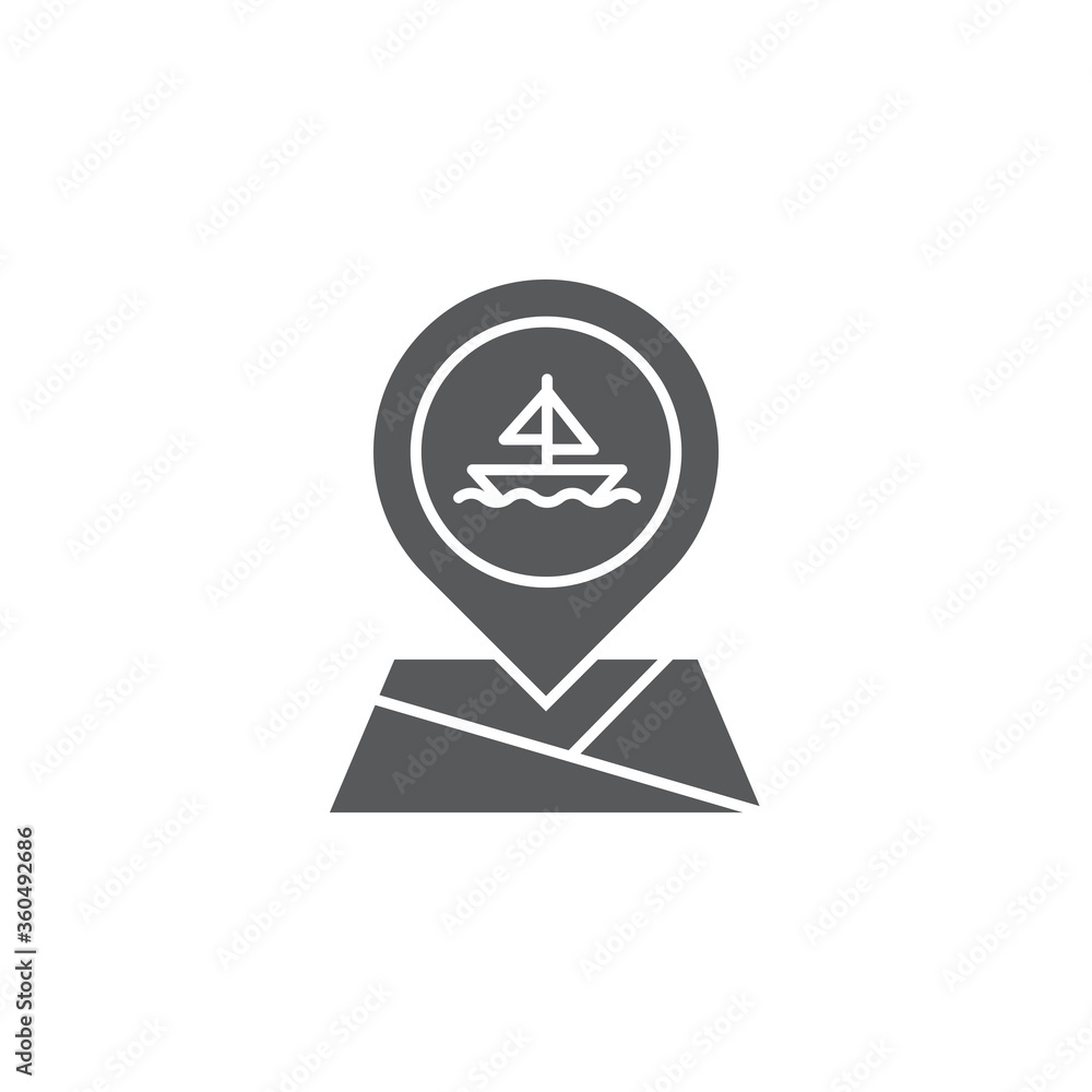 Port location pin vector icon symbol map isolated on white background ...