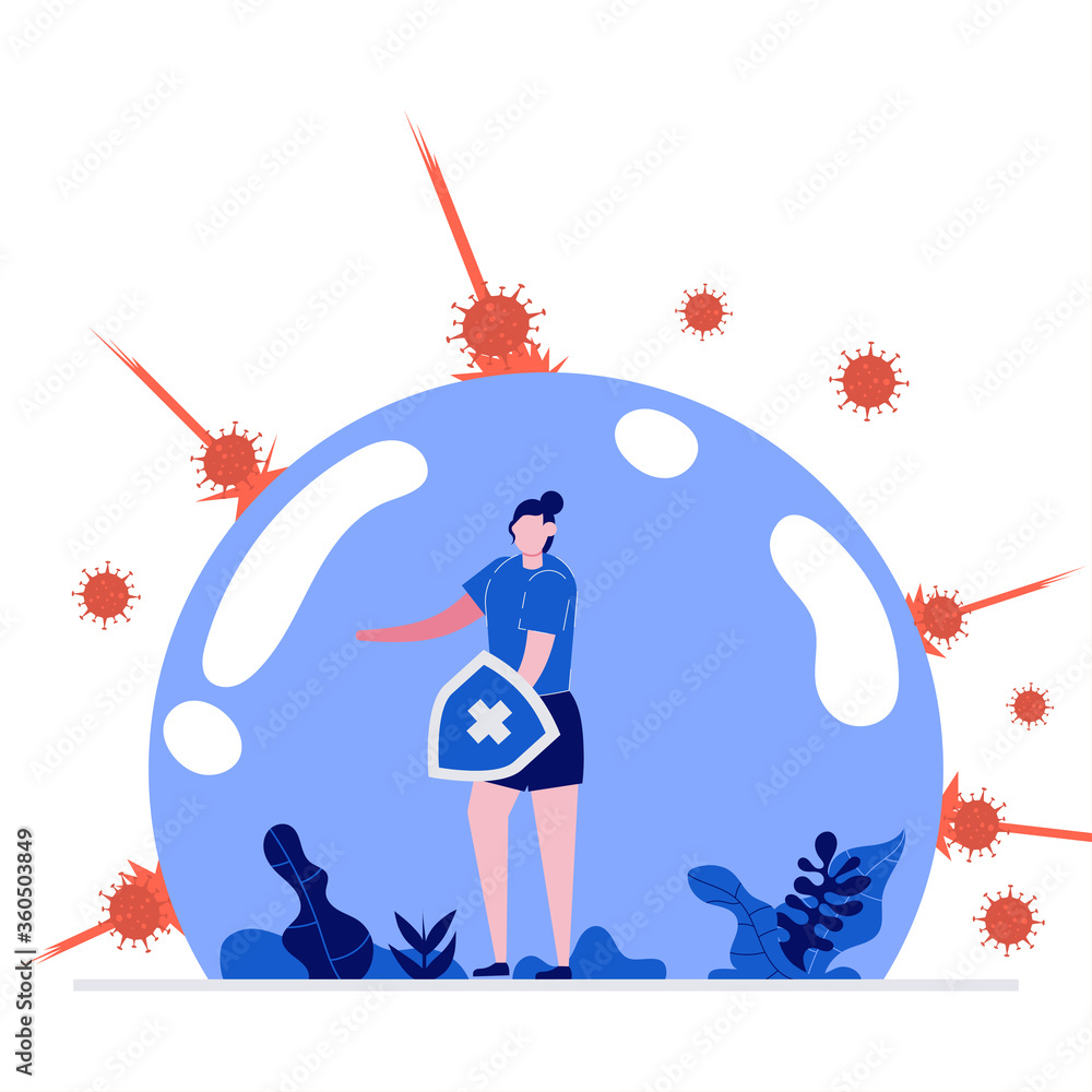 Immune system concept illustration with shield. Medical shield ...