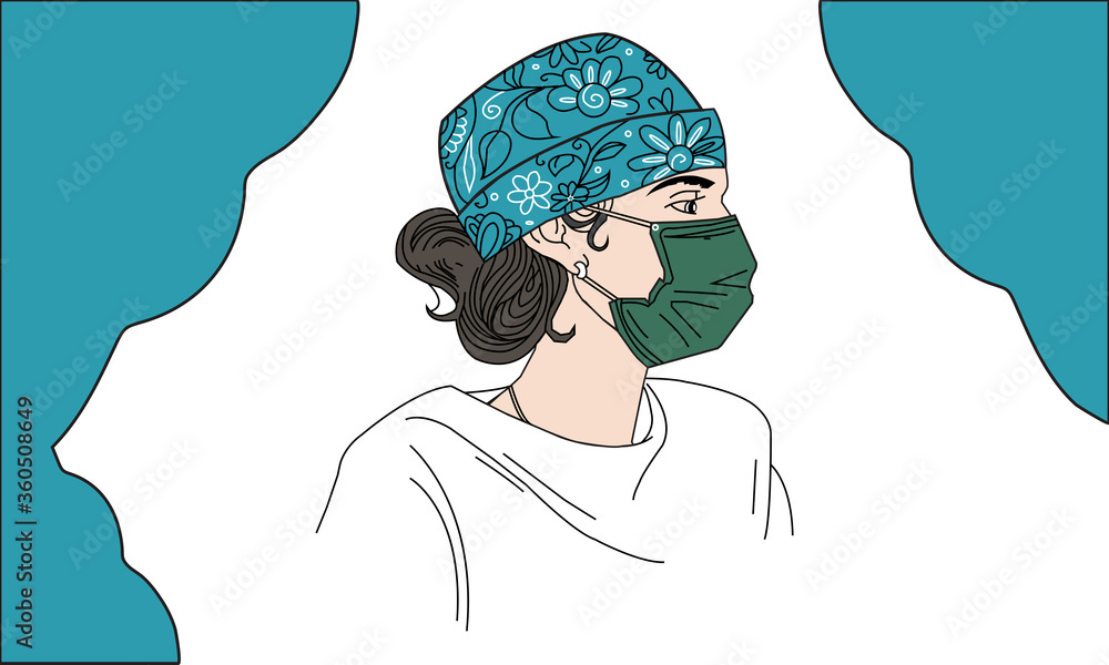 Vector woman nurse with surgical face mask . Stock Illustration | Adobe ...
