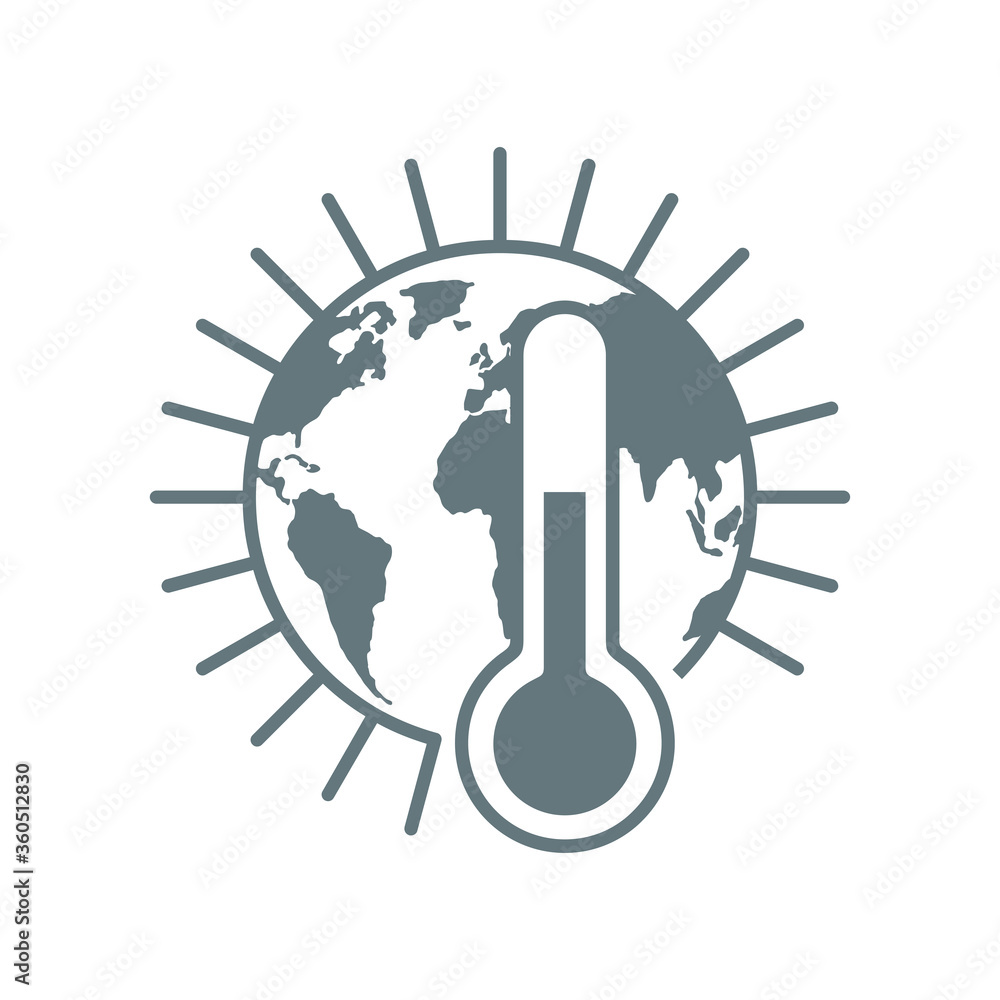 Vetor de Global warming climate change icon - world temperature rising ...
