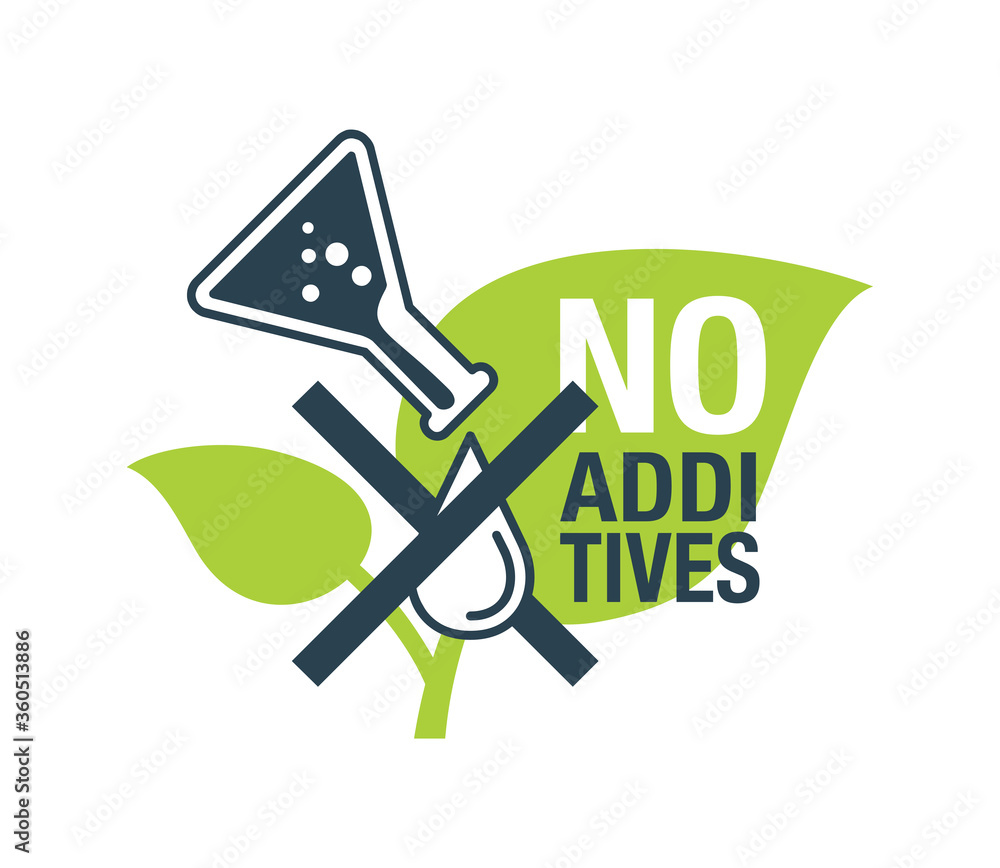 No additives sign - crossed out drop of harmful preservatives with ...