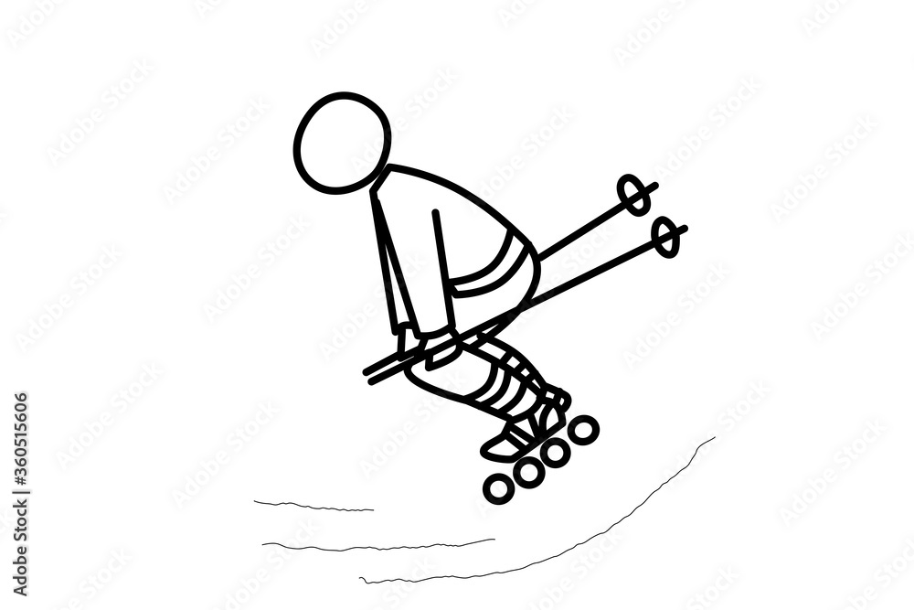 graphics illustration of speed skater animated character, drawing ...