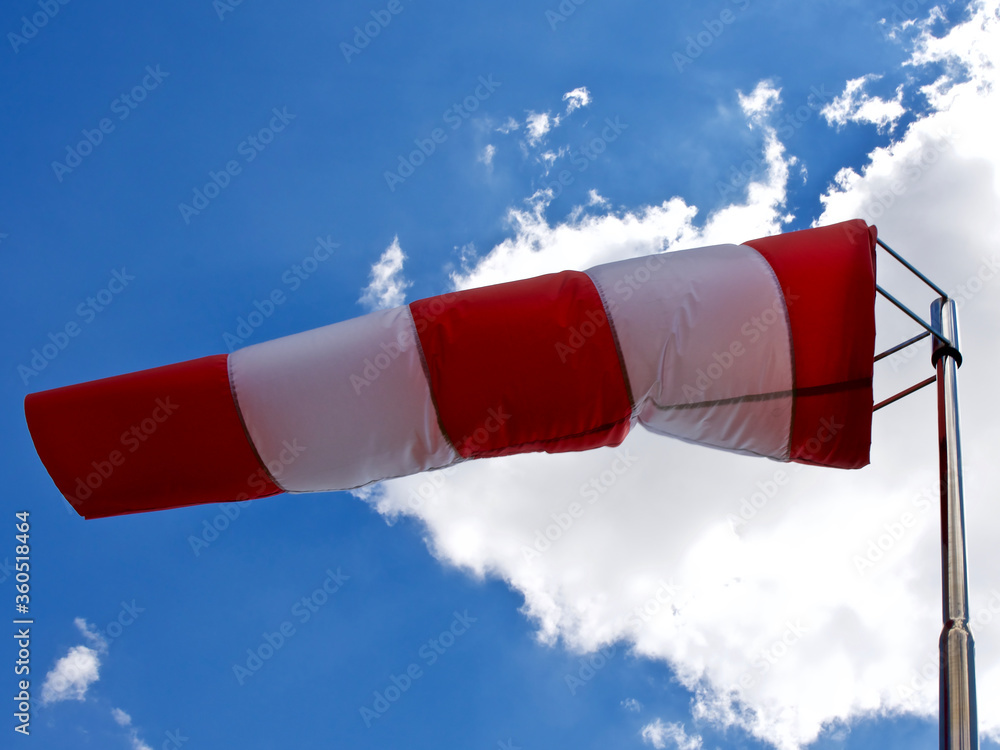 Windsock. Windsock flag. Wind direction indicator. Wind intensity ...