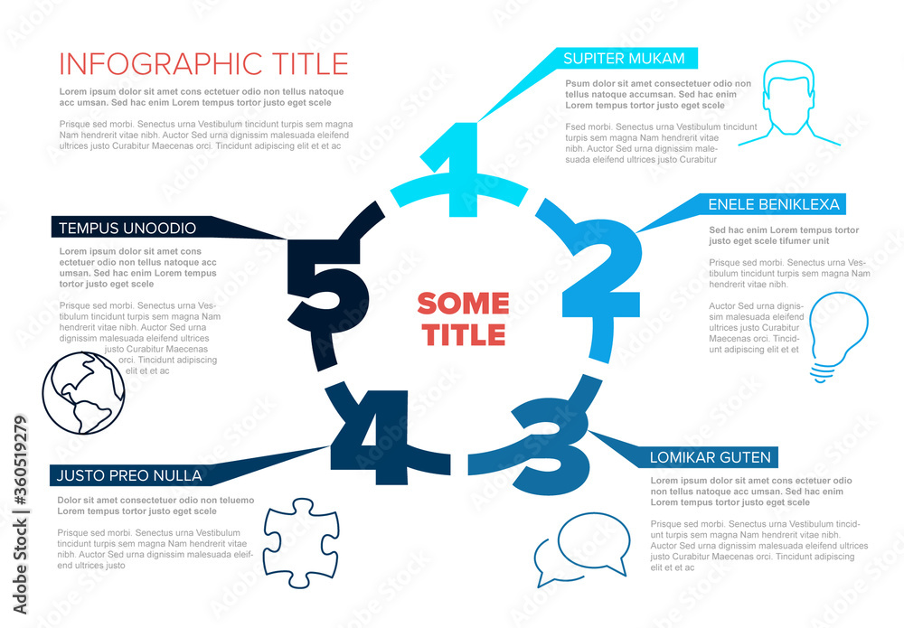 Five Step Cycle Infographic Stock Template | Adobe Stock