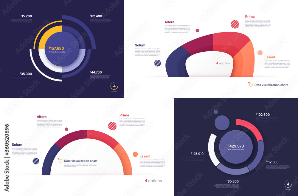 Set of vector circle chart designs, modern templates for creating ...