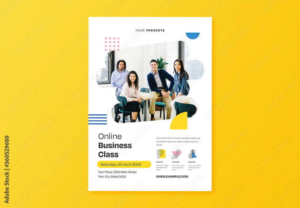 Online Business Class Flyer Layout Stock Template | Adobe Stock
