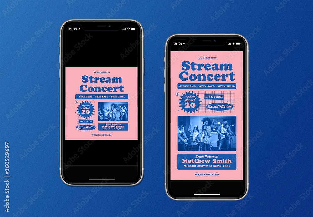 Live Stream Concert Social Media Layout Stock Template | Adobe Stock