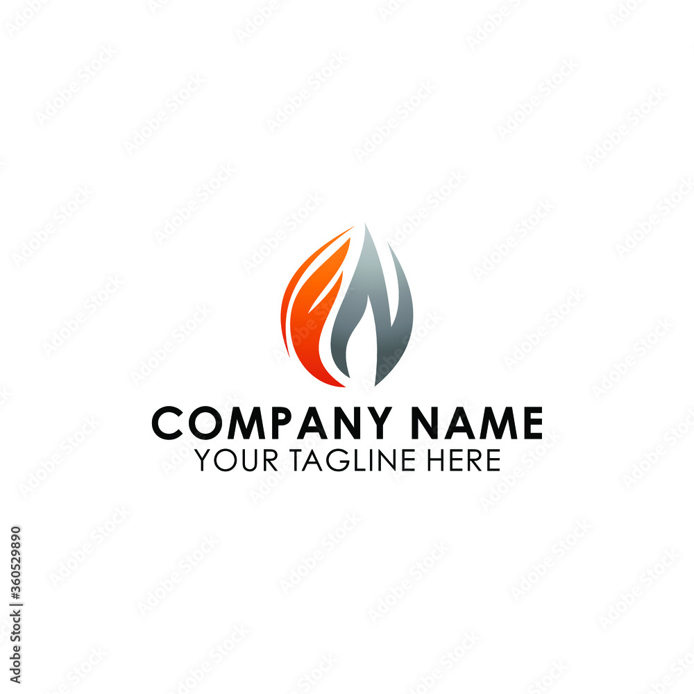 FN F N letter logo design. Initial letter FN linked circle upercase ...